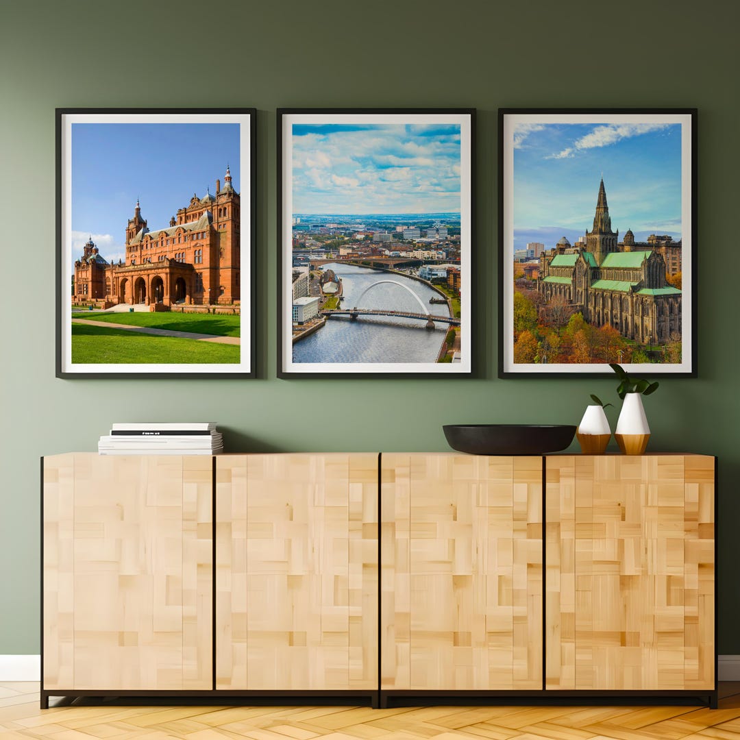 Set of 3 Glasgow Prints, DIGITAL DOWNLOAD, Scotland Prints, City ...