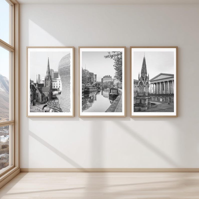 Birmingham Set of 3 Black and White City Posters - Etsy UK