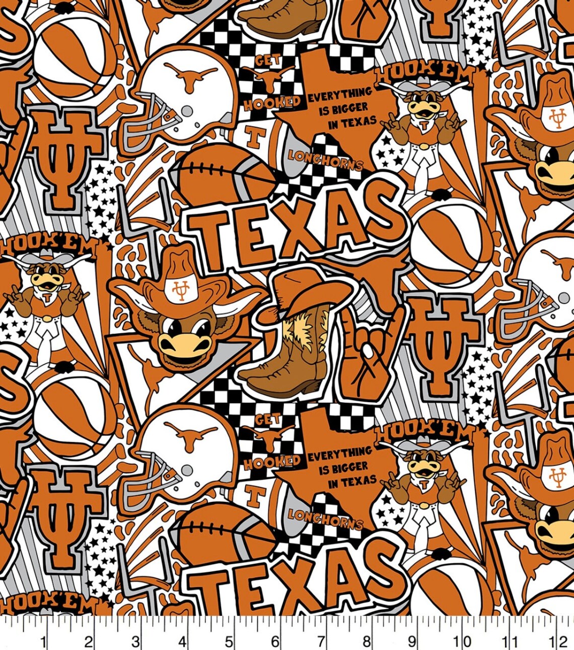 University of Texas Longhorns Cotton Fabric 1/4 Yard - Etsy