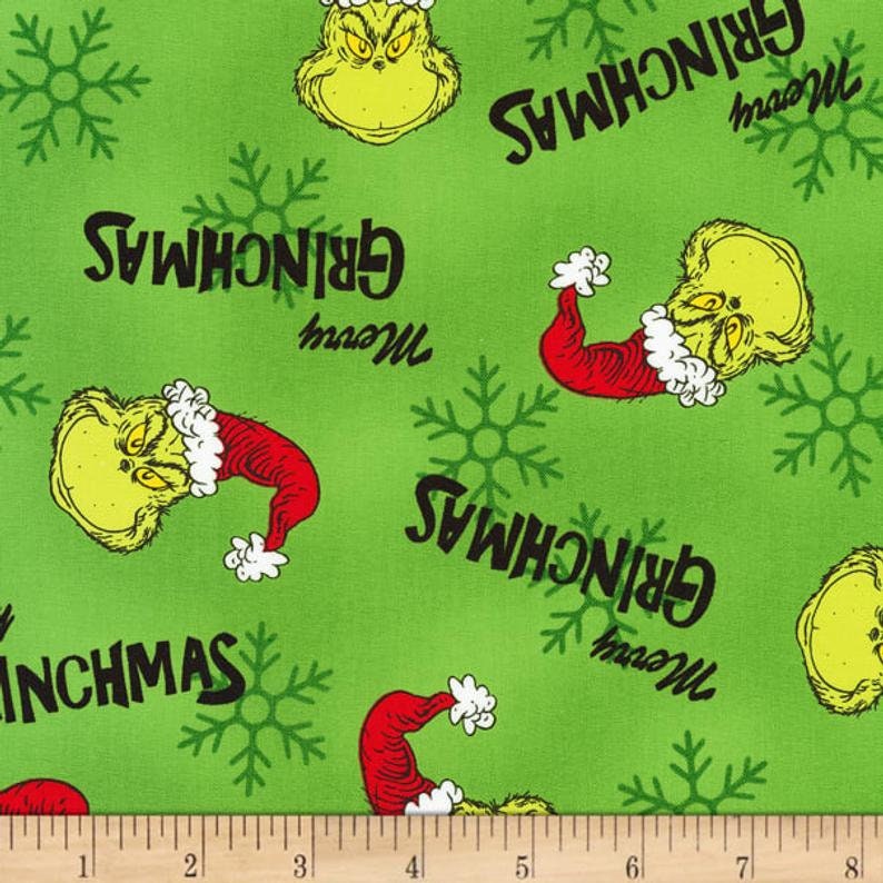 Christmas Cotton Fabric- Merry Grinchmas 1/4 Yard - Etsy