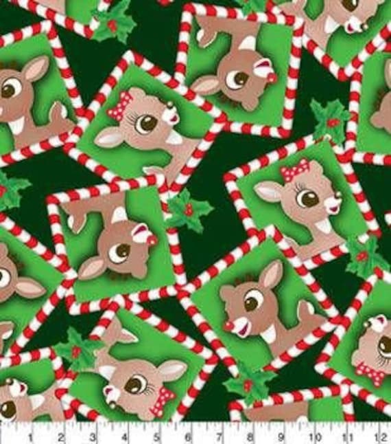 Rudolph the Red Nosed Reindeer Cotton Fabric Rudolph Friends | Etsy