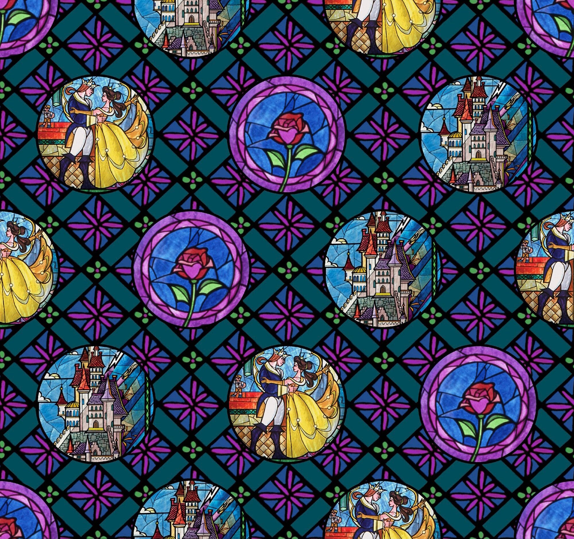 Disney Beauty and the Beast Cotton Fabric 1/4 Cour | Etsy