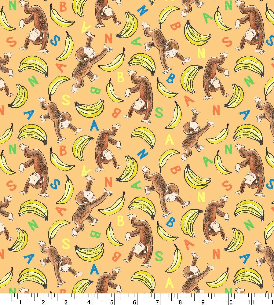 Curious George Cotton Fabric Fat Quarter - Etsy