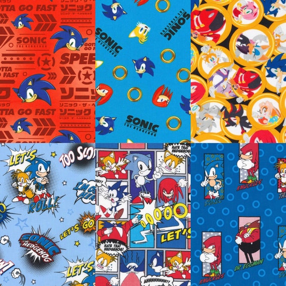 Sonic the Hedgehog Cotton Fabric Fat Quarter Etsy