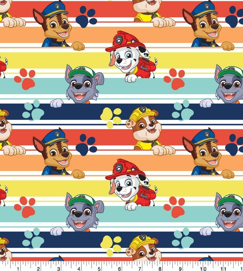 Paw Patrol Cotton Fabric 1 4 Yard Etsy