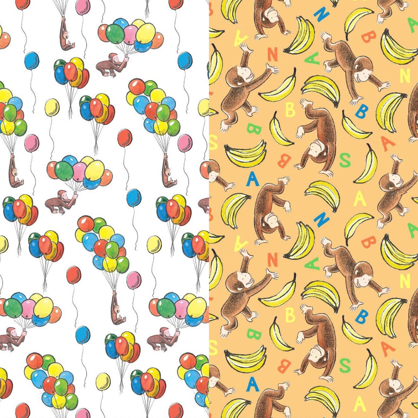 Curious George Cotton Fabric Fat Quarter - Etsy