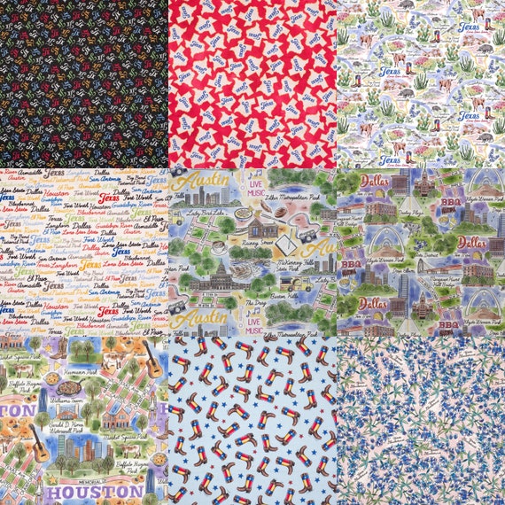 Texas State Cotton Fabric 1/4 Yard | Etsy