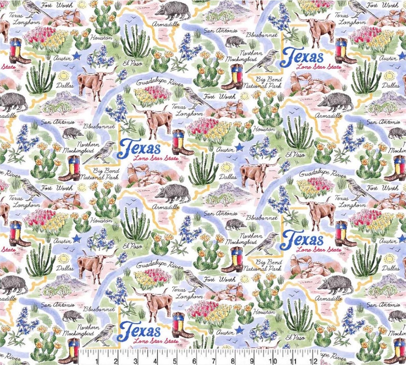 Texas State Cotton Fabric 1/4 Yard - Etsy