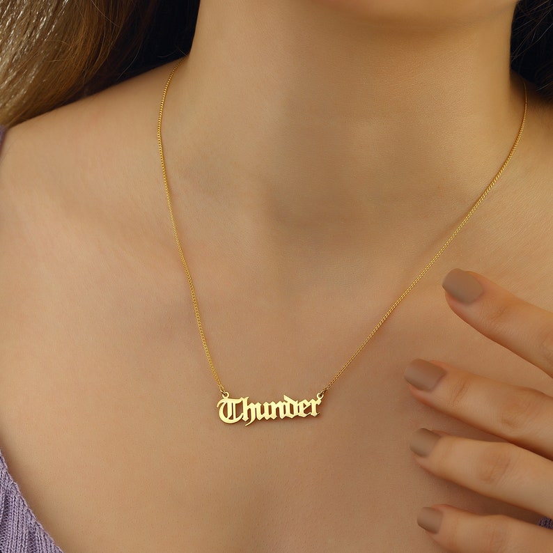 14k Solid Gold Custom Name Necklace T For Her Silver Etsy