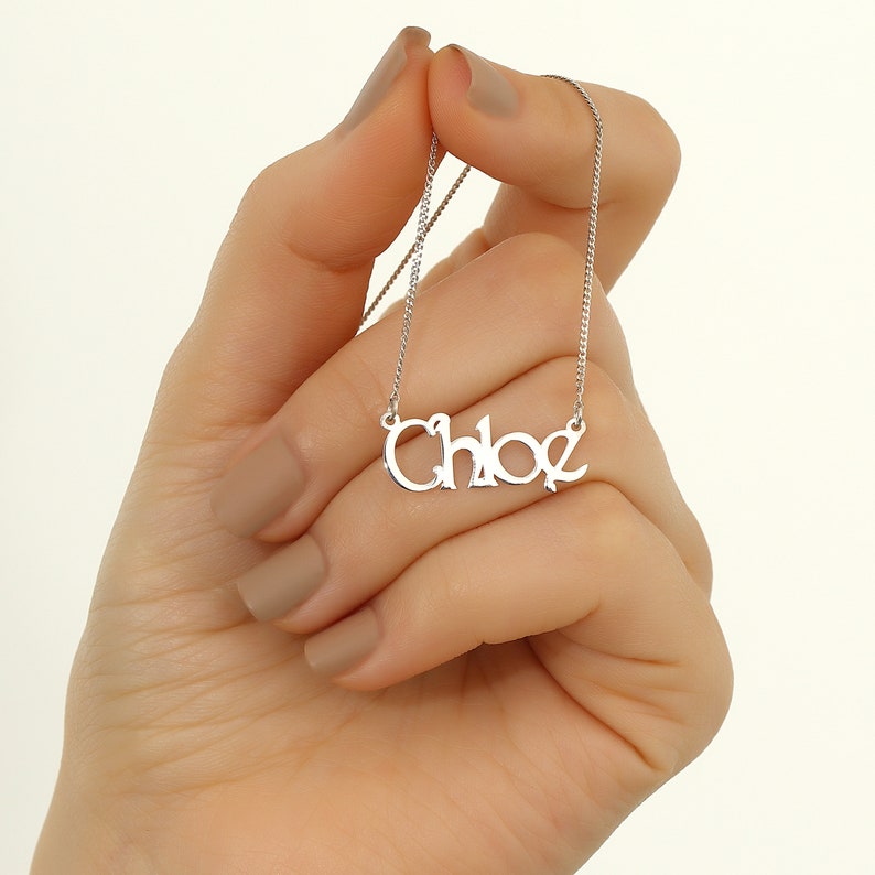 14k Solid Gold Custom Name Necklace T For Her Silver Etsy