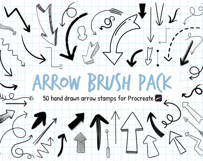 50 Hand Drawn Arrow Stamp Brushes for Procreate | Instant Digital ...