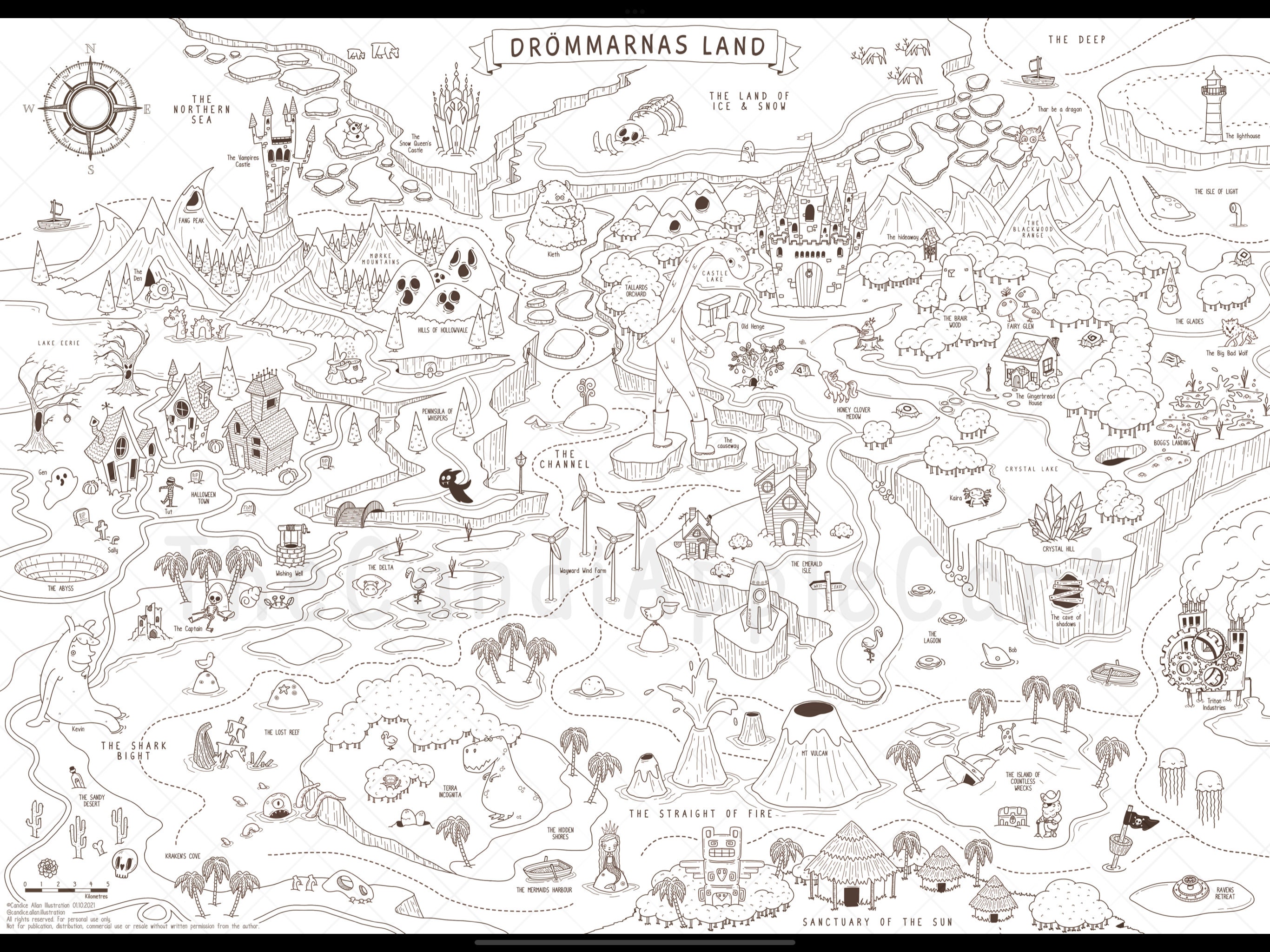 Large Colouring Map Poster Printable From A4 A1 FREE Bonus Full Colour ...