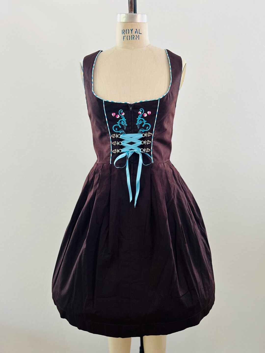 Vintage Bavarian Embroidered Brown & Light Blue Dirndl/stockerpoint ...