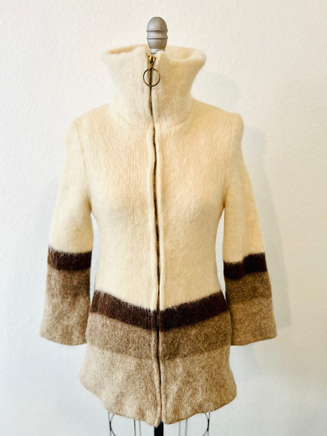 Vintage 1970s VAKA Wool Coat-icelandic Boho Style-ivory 100% Wool With ...