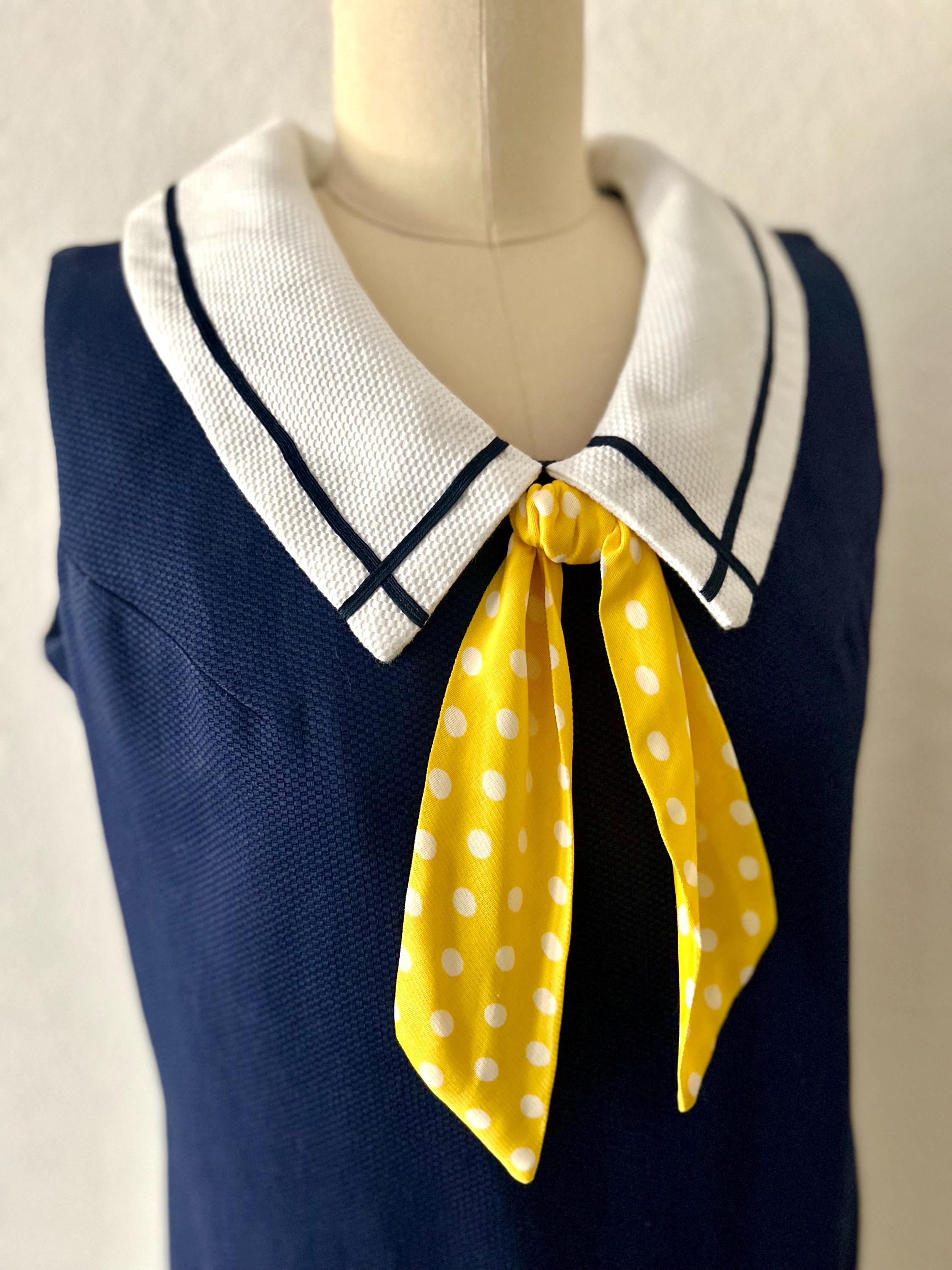 1990s Navy & White Sailor Dress/sailor Moon Style/yellow Polka Dot Tie ...
