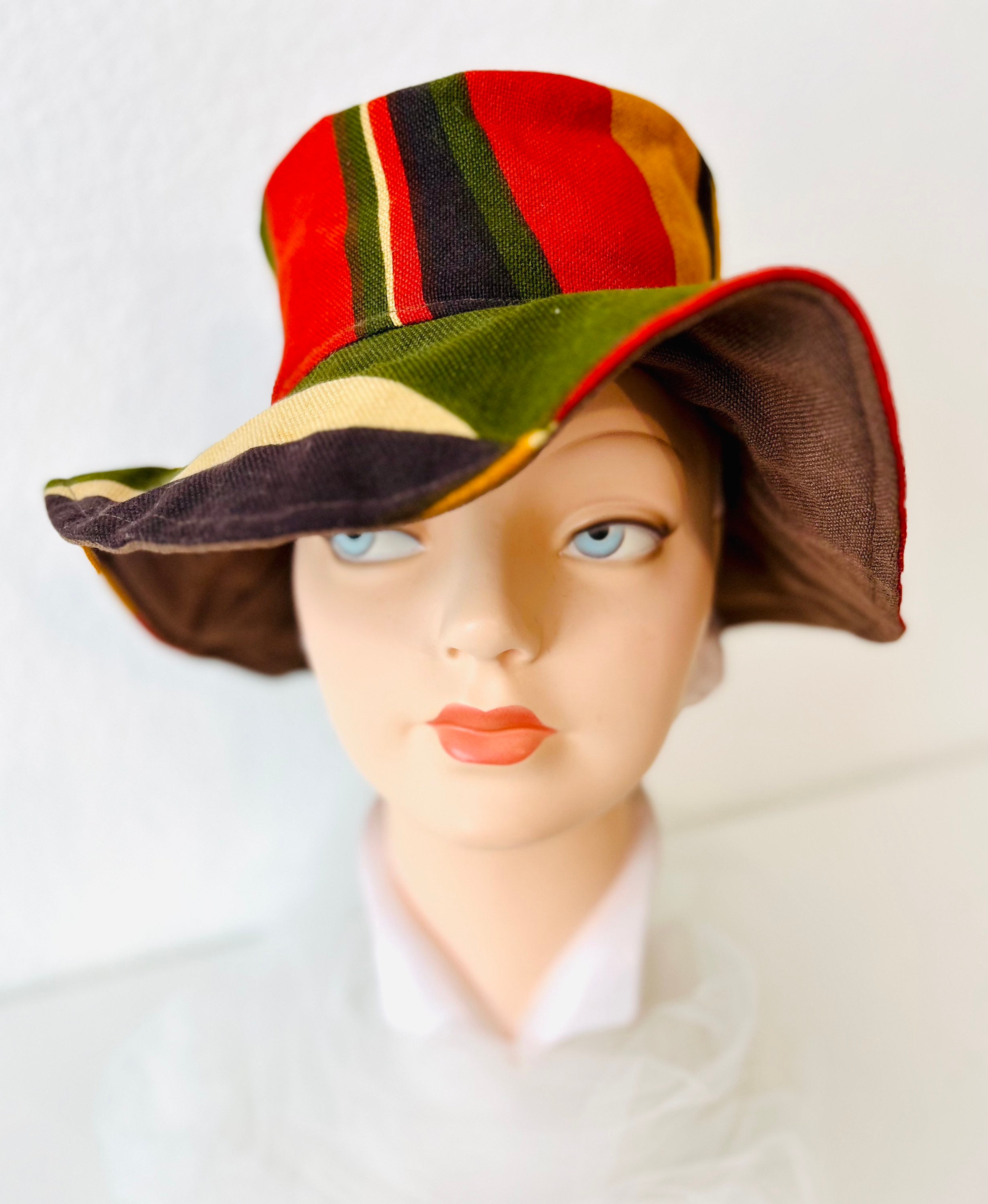 1970s Vintage Sun Bucket Hat-floppy Brim-boho Hippy-pucci - Etsy