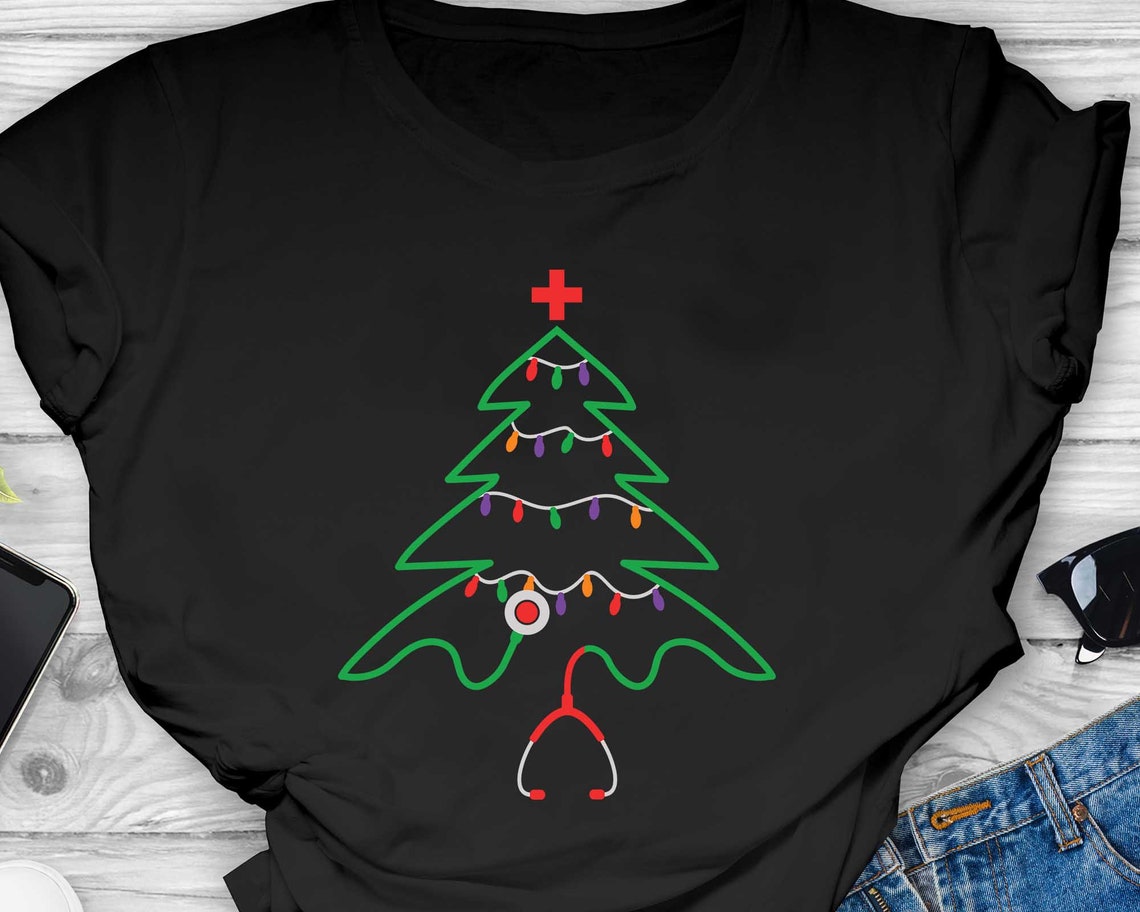 Stethoscope Christmas Tree Svg Nurse Christmas Shirt SVG - Etsy