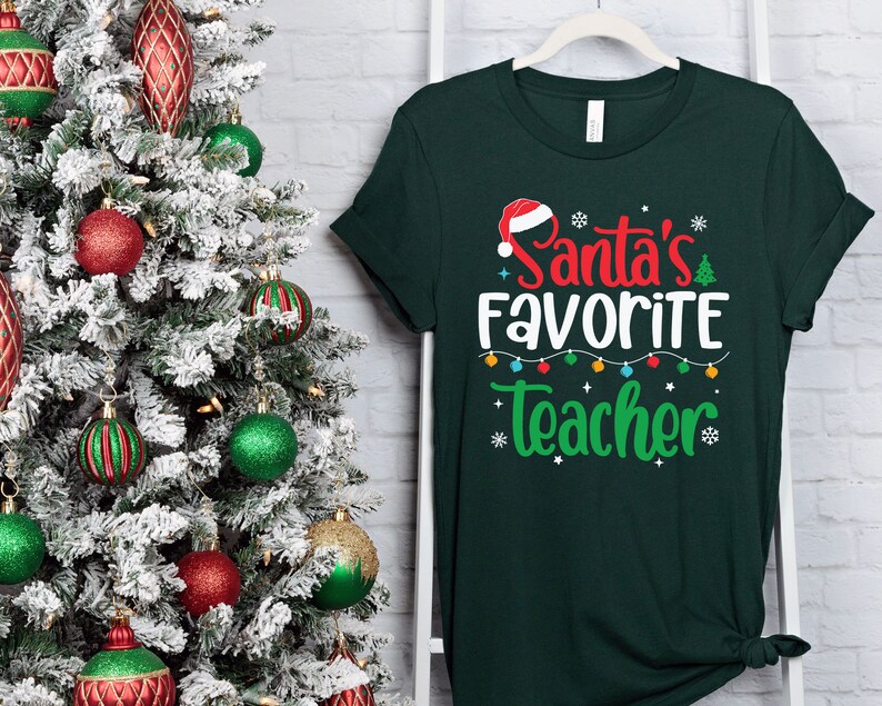 Santas Favorite Teacher Svg Teacher Christmas Svg Etsy