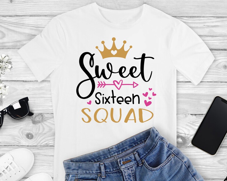 Sweet Sixteen Squad Svg Sweet 16 Svg Girl Birthday Svg 16th Etsy
