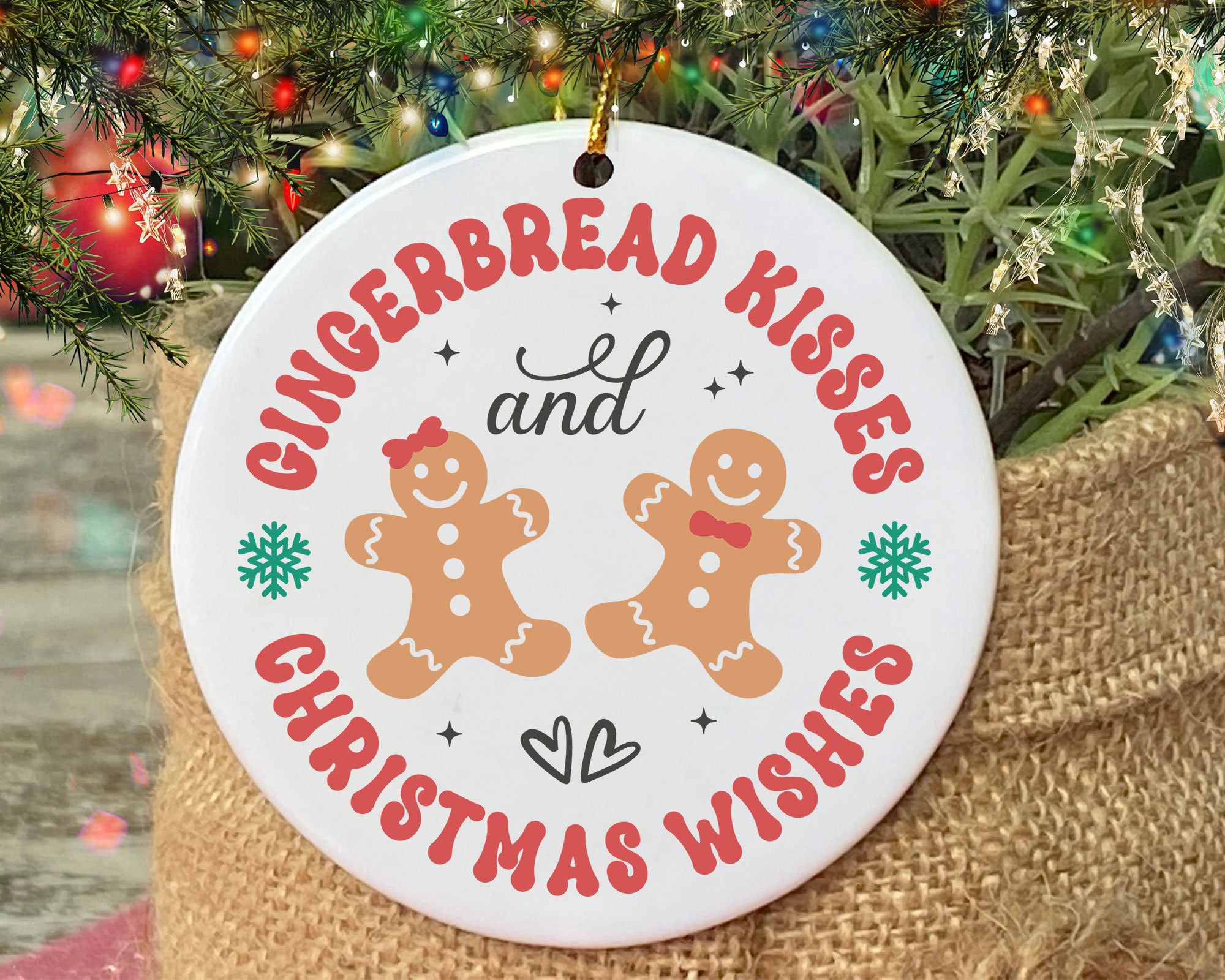 Gingerbread Kisses & Christmas Wishes SVG Farmhouse Christmas - Etsy UK