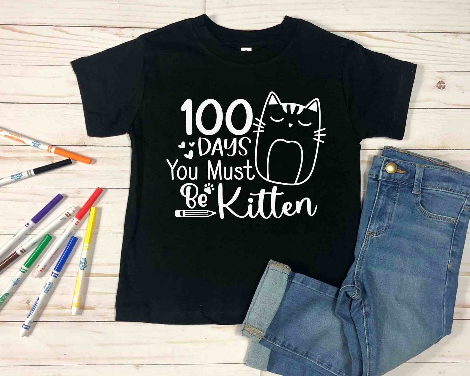 100 Days Must Be Kitten Svg 100 Days of School SVG Girl 100 - Etsy
