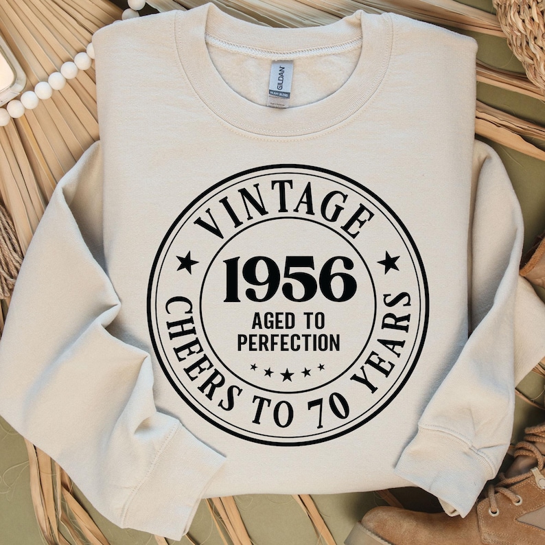 70th Birthday SVG, Vintage 1956 Aged to Perfection Design (digital ...
