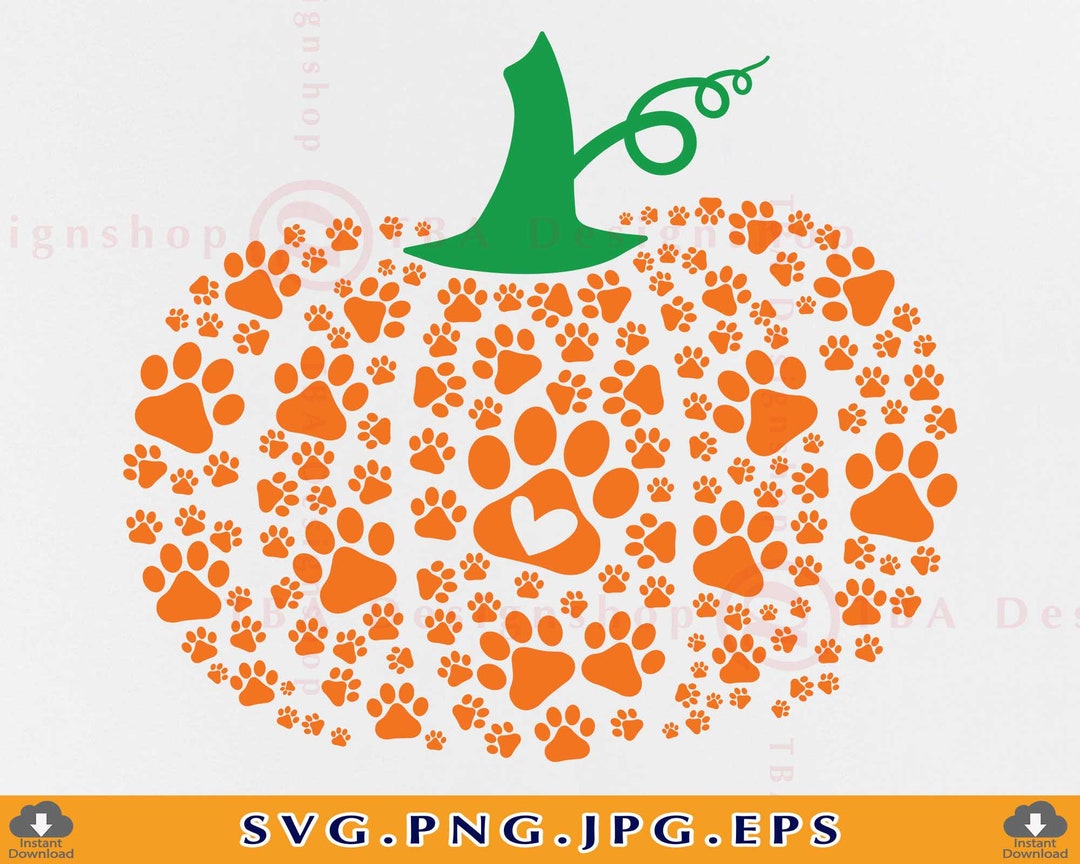 Pumpkin Paw Prints SVG, Halloween Fall Dog Lover Gift (digital Download ...