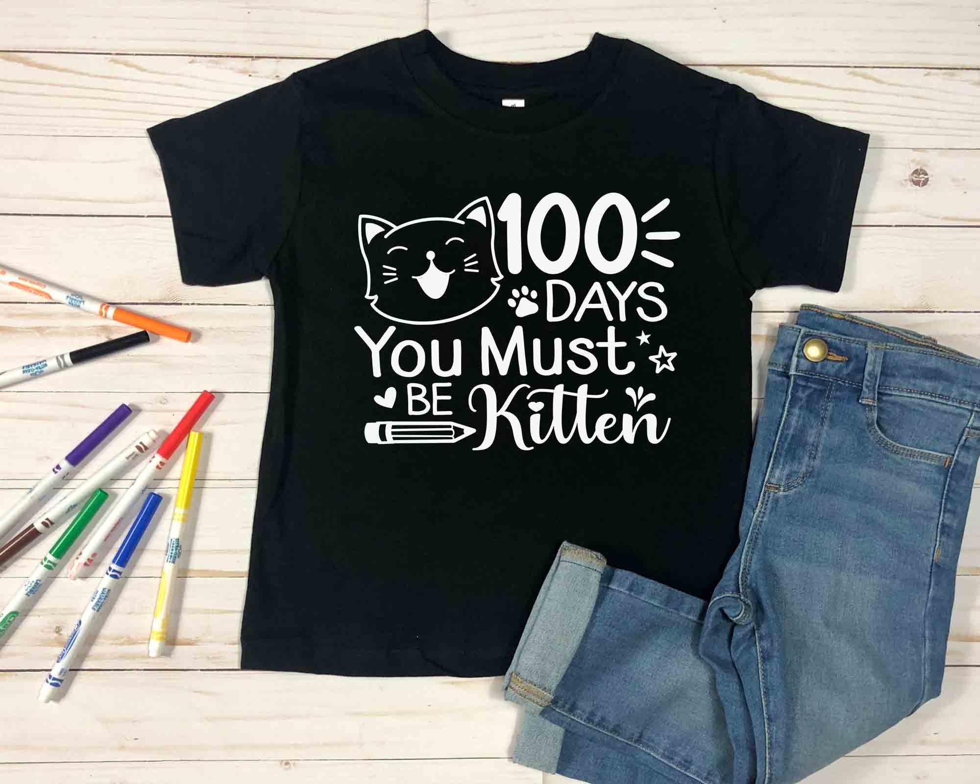 100 Days of School Cat SVG, Funny Kitten Shirt Design (digital Files ...