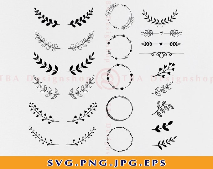 Leaves Garland Svg Cut File, Branch Clipart for Cricut & Silhouette ...