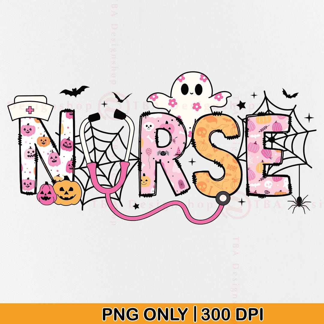 Pink Halloween Nurse PNG, Spooky Nursing Sublimation (digital Download ...