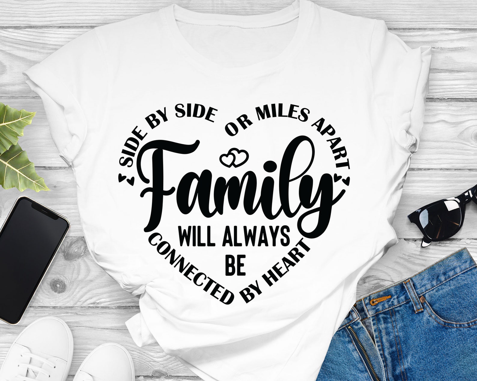 Family SVG: Side by Side or Miles Apart Design (digital Files) - Etsy