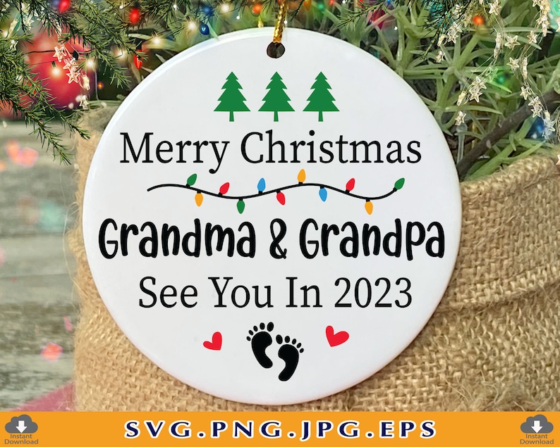 New Parents Ornament SVG Merry Christmas Grandma & Grandpa - Etsy