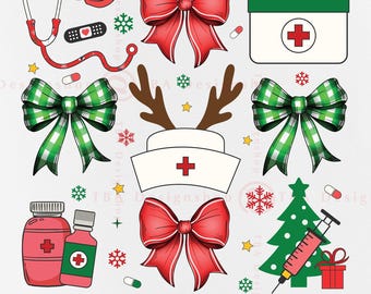 Coquette Christmas Nurse PNG, Nurse Christmas Bow PNG, Nurse Christmas ...
