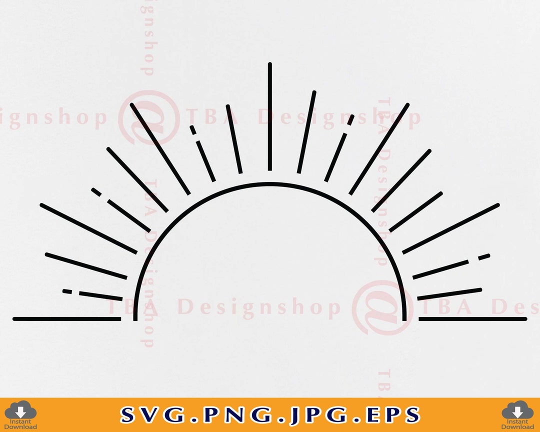Sun SVG, Half Sun Svg, Sunburst SVG, Boho Sun Svg, Sunburst Clipart ...