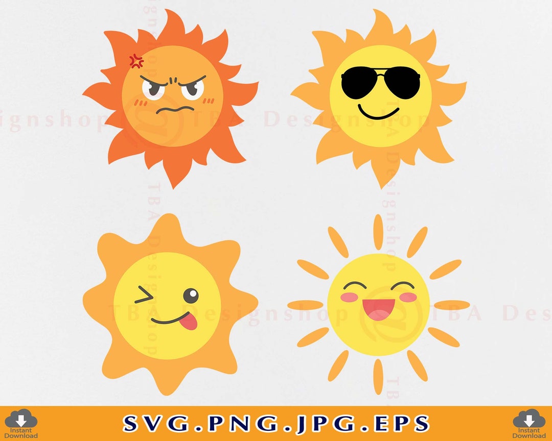 Cute Sun SVG Bundle, Happy Sun Clipart (digital Files) - Etsy