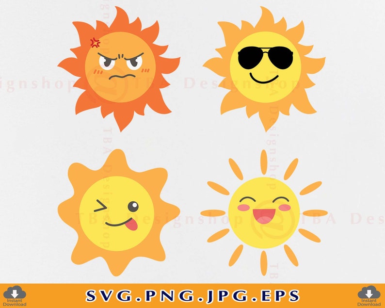 Sun SVG, Sun Svg Bundle, Sun Clipart, Sun Svg Designs, Sun Vector, Cute ...