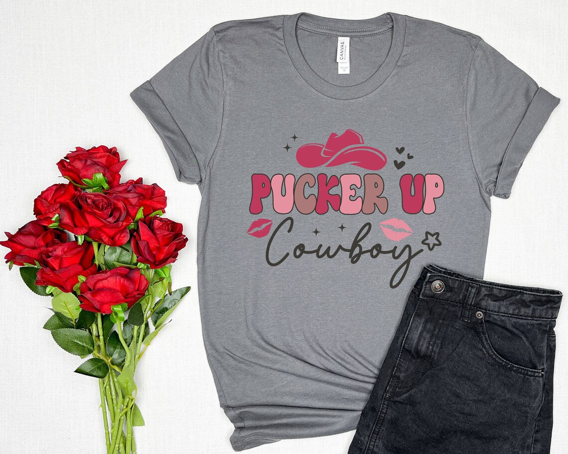Pucker up Cowboy SVG PNG Retro Groovy Valentine SVG - Etsy