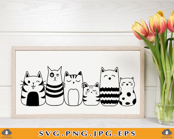 Cute Cats SVG Cat SVG Design Cat Hand Drawn Funny Cat - Etsy