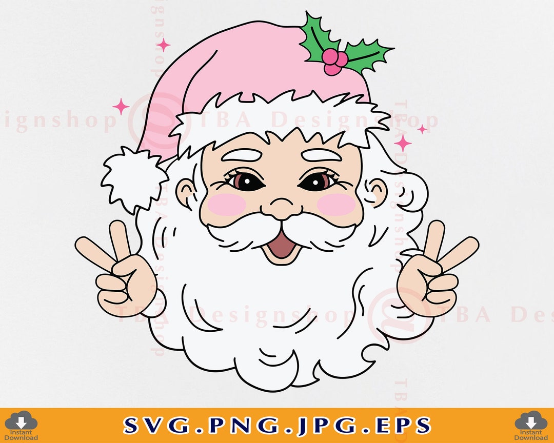 Retro Pink Santa Claus SVG, Hippie Santa SVG, Retro Groovy Christmas ...