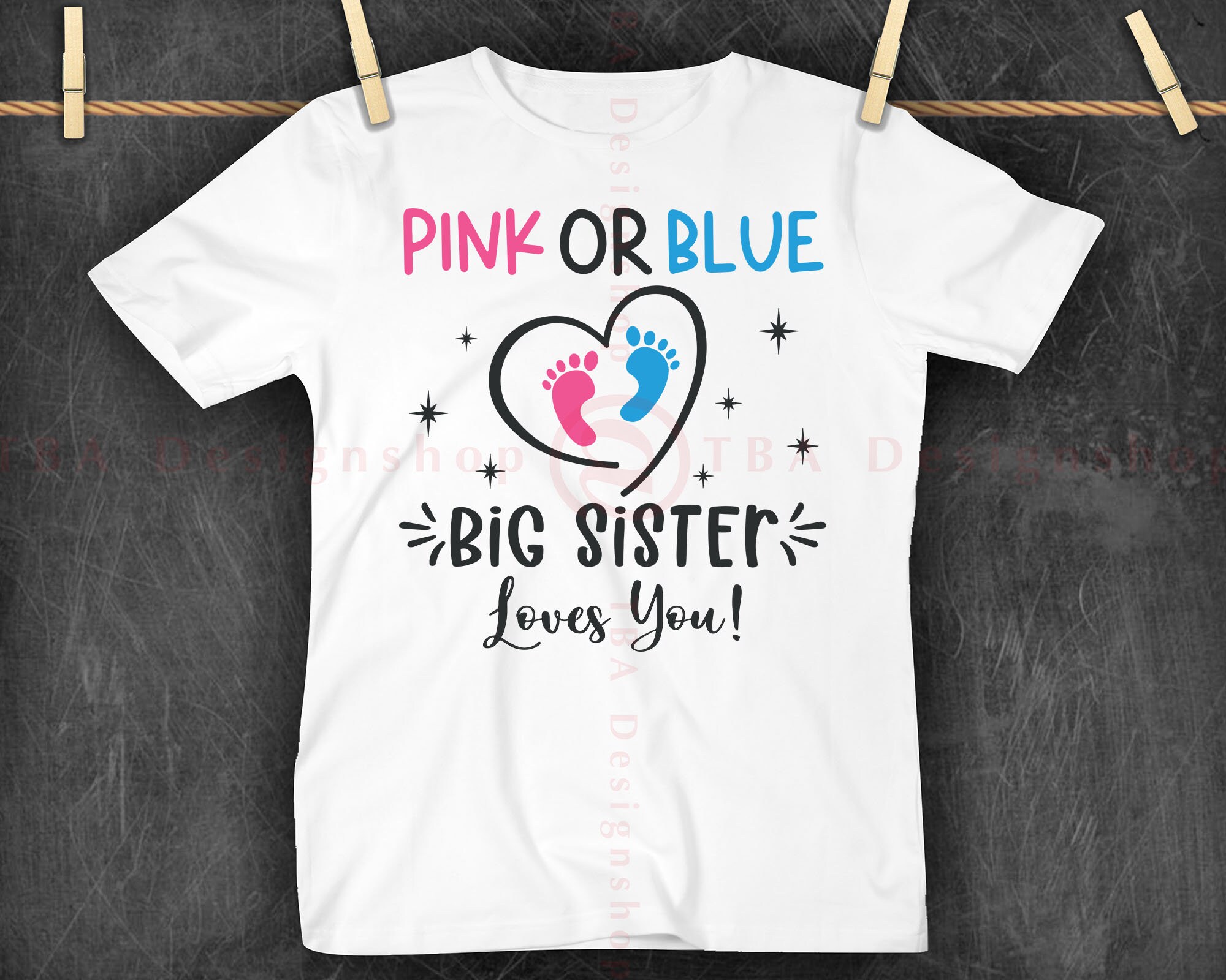 Pink or Blue Big Sister Loves You SVG Big Sister SVG Baby | Etsy