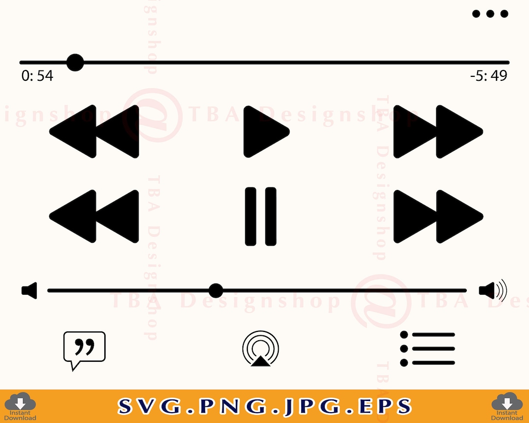 Audio Control Buttons SVG, Music Player Buttons SVG, Spotify Music ...