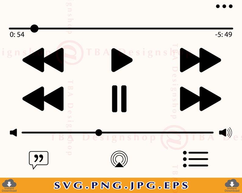 Audio Control Buttons SVG Music Player Buttons SVG Spotify - Etsy