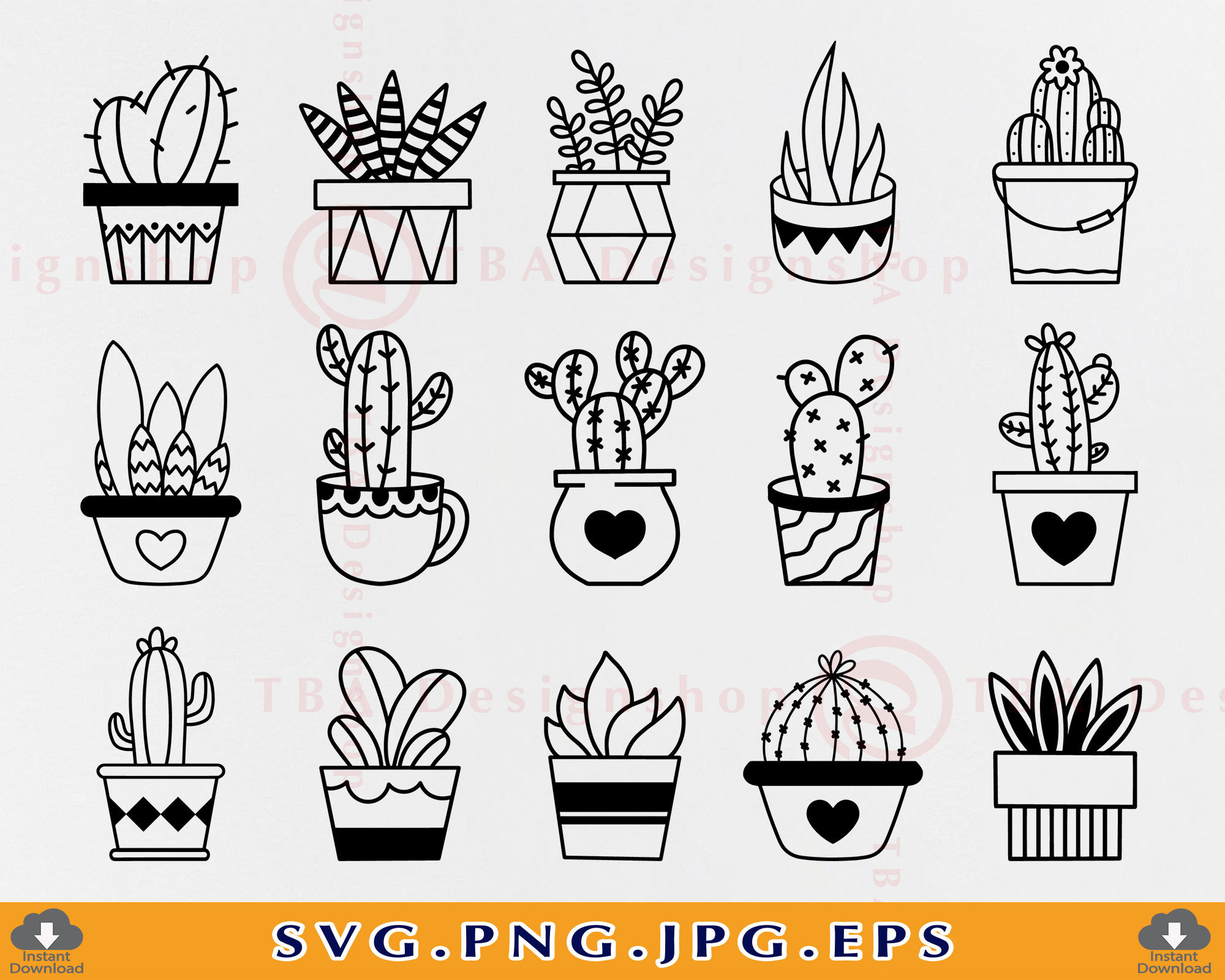 Cactus SVG Bundle Succulent SVG Plants SVG Cacti Svg - Etsy