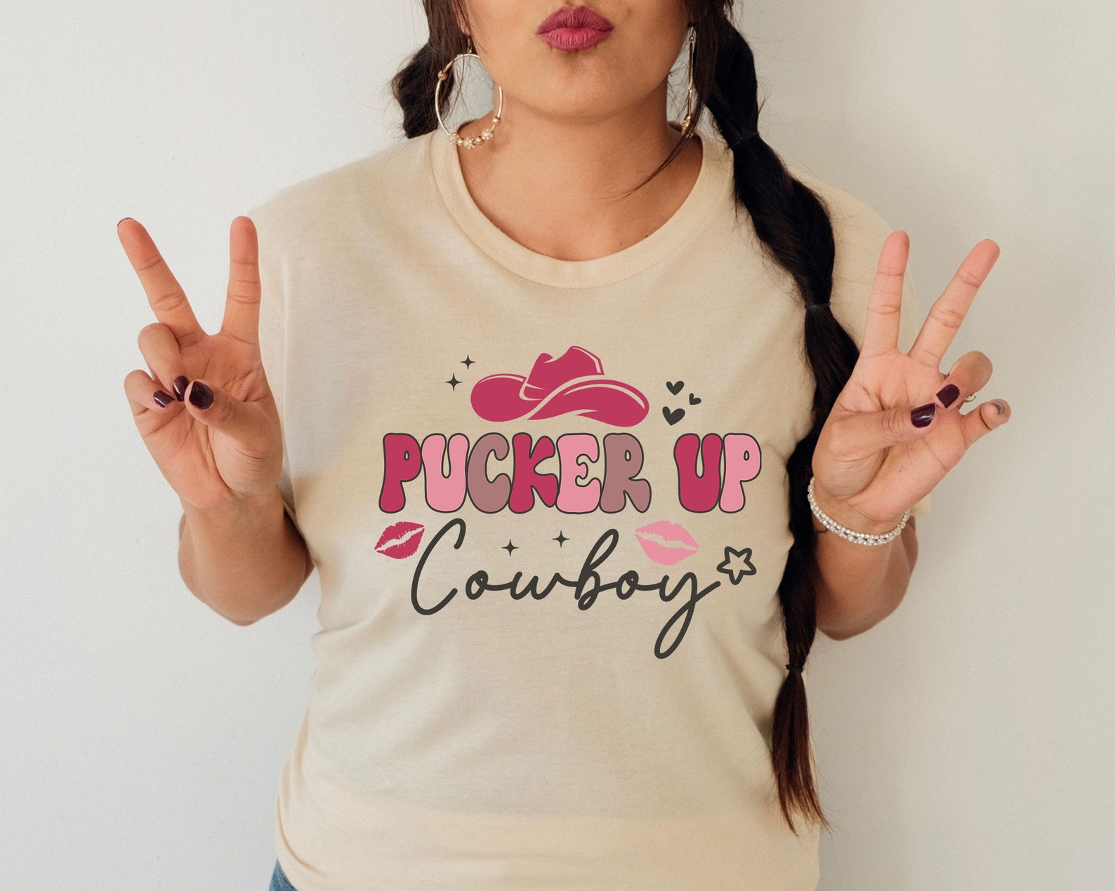 Pucker up Cowboy SVG PNG Retro Groovy Valentine SVG - Etsy