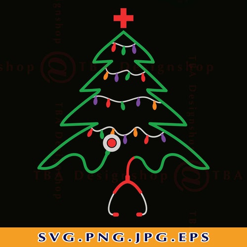 Stethoscope Christmas Tree Svg Nurse Christmas Shirt SVG - Etsy