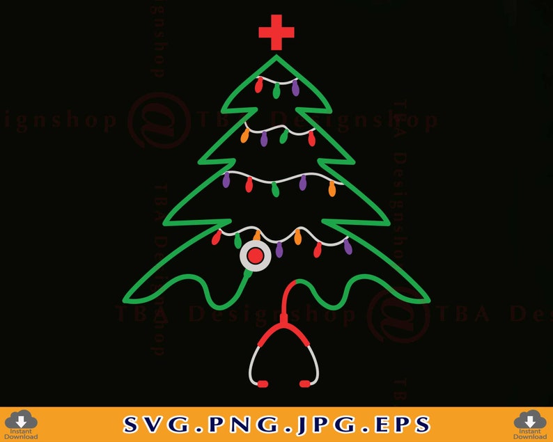Stethoscope Christmas Tree Svg Nurse Christmas Shirt SVG - Etsy