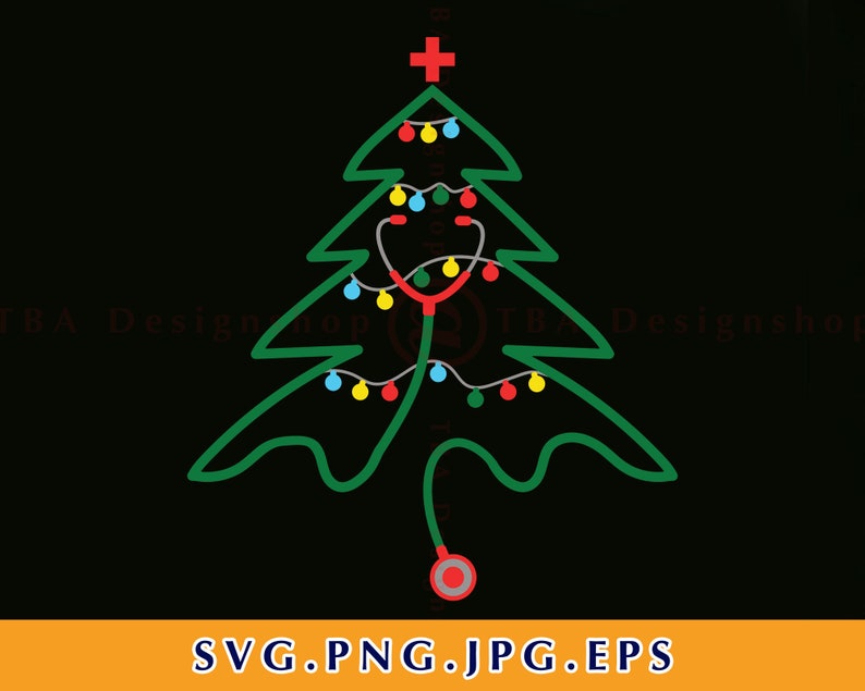 Medical Christmas Tree Svg, Stethoscope Christmas Tree Svg,nurse Doctor ...