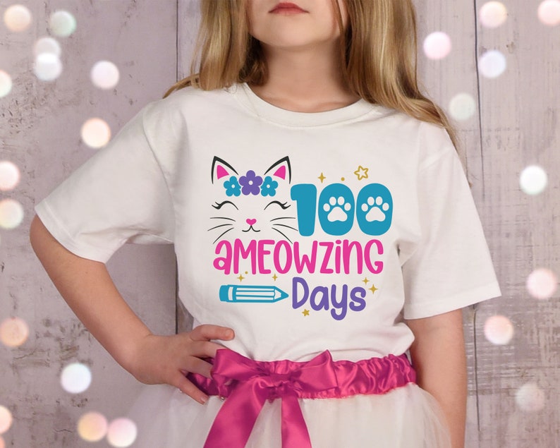 Cat 100 Days of School SVG 100 Ameowzing Days SVG Girls 100 - Etsy