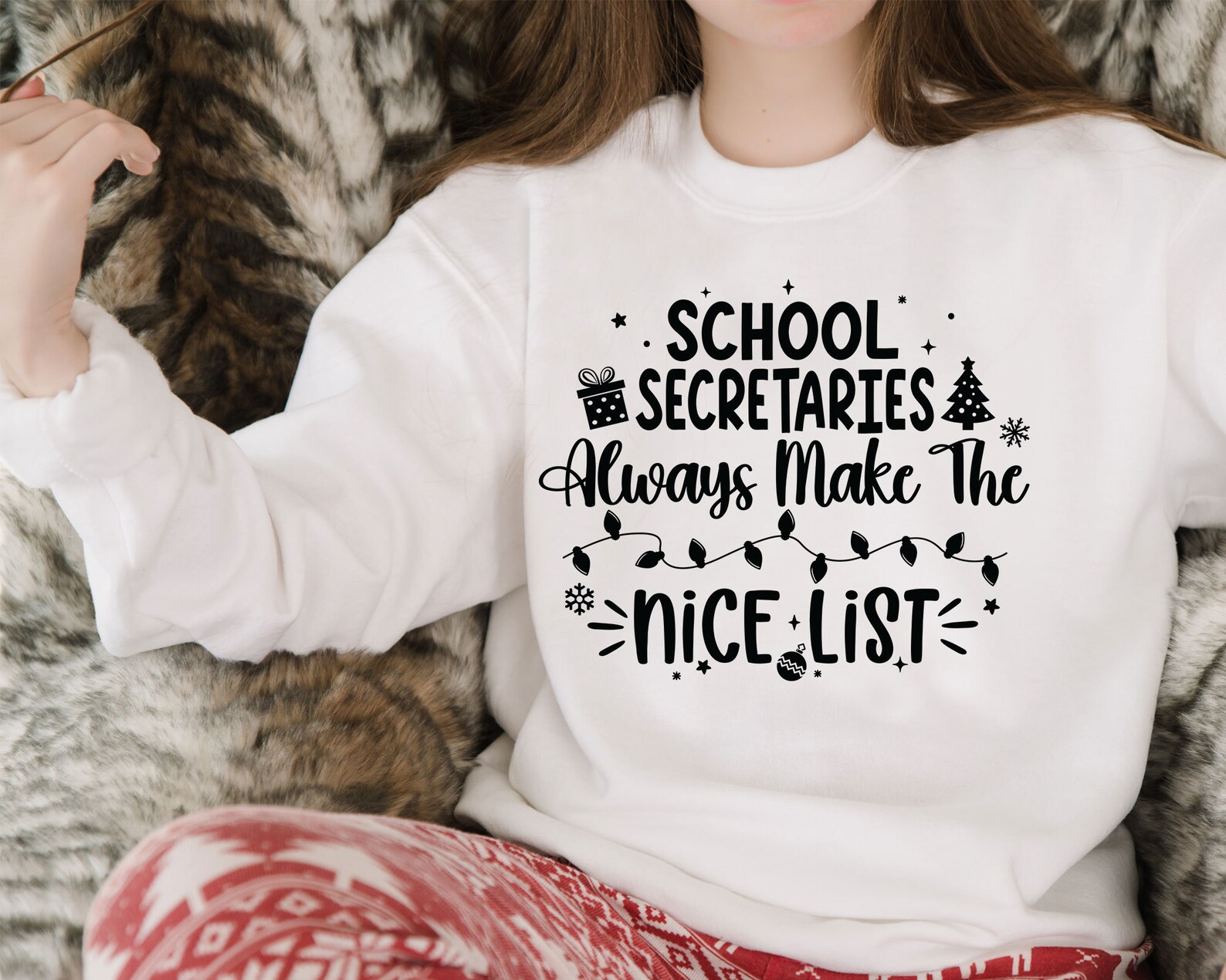 School Secretary Christmas SVG, Nice List Shirt Design (digital ...