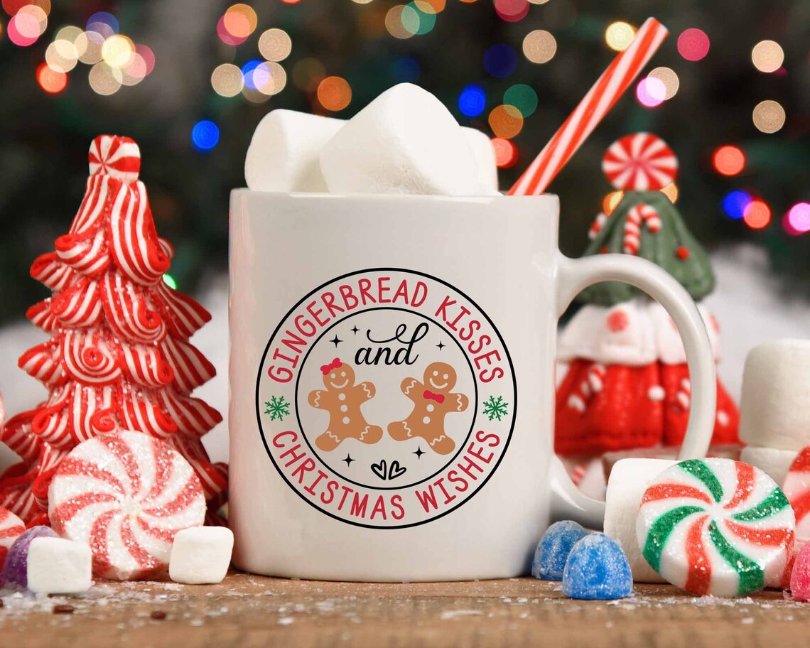 Gingerbread Kisses and Christmas Wishes SVG Christmas - Etsy